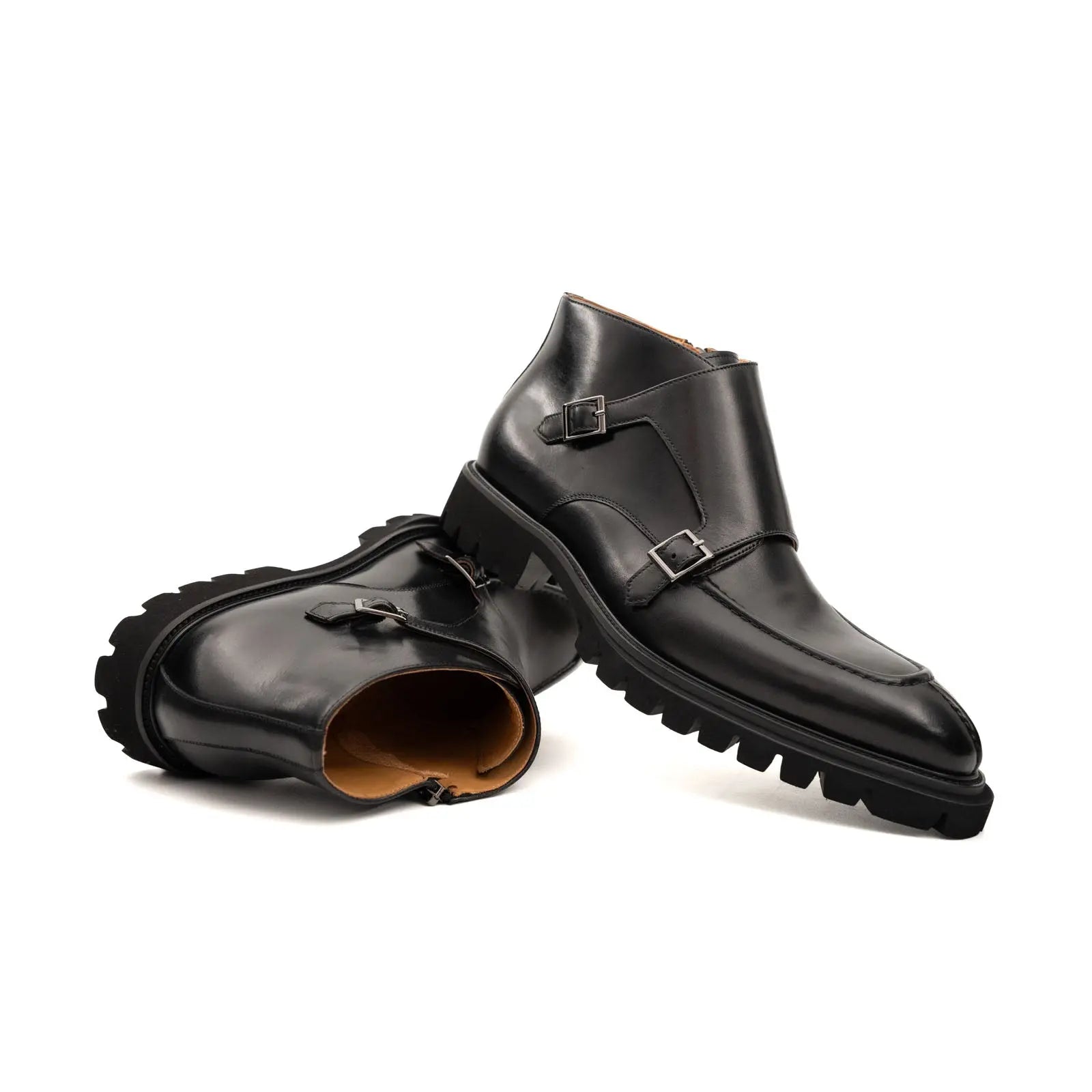 Black Double Monk Lug Boot – CC Suits